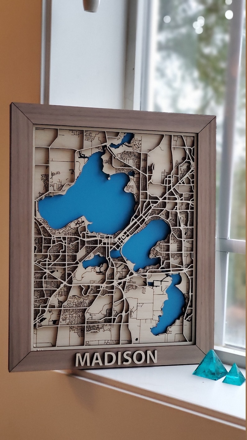 Custom 3D Map on Wood Any City Laser Cut/engraved 5 Layers - Etsy