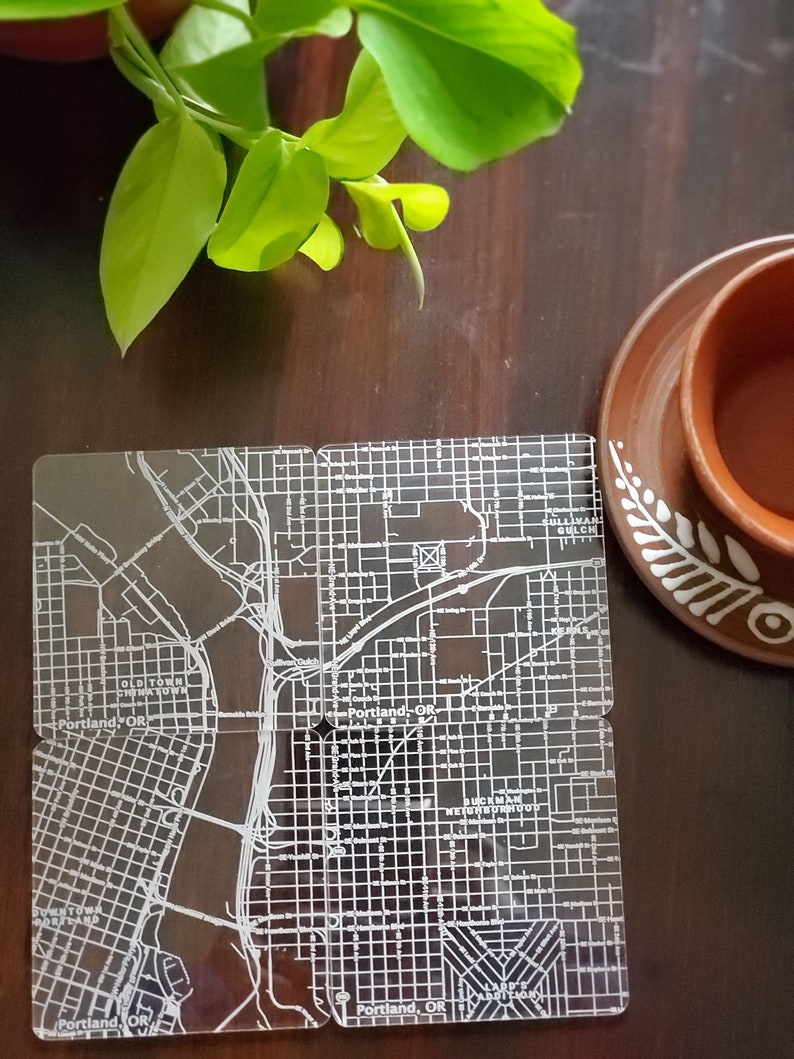 Custom City Map Acrylic Coasters Set of 4. Any Map of Your - Etsy