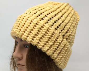 Yellow Knit Hat | Etsy