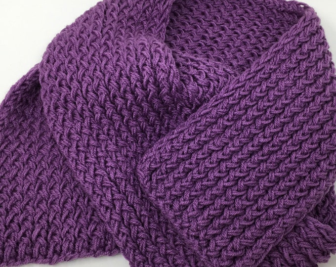 Purple Knit Scarf, Handmade Scarf, Soft Scarf, Acrylic Knit Scarf, Mens ...