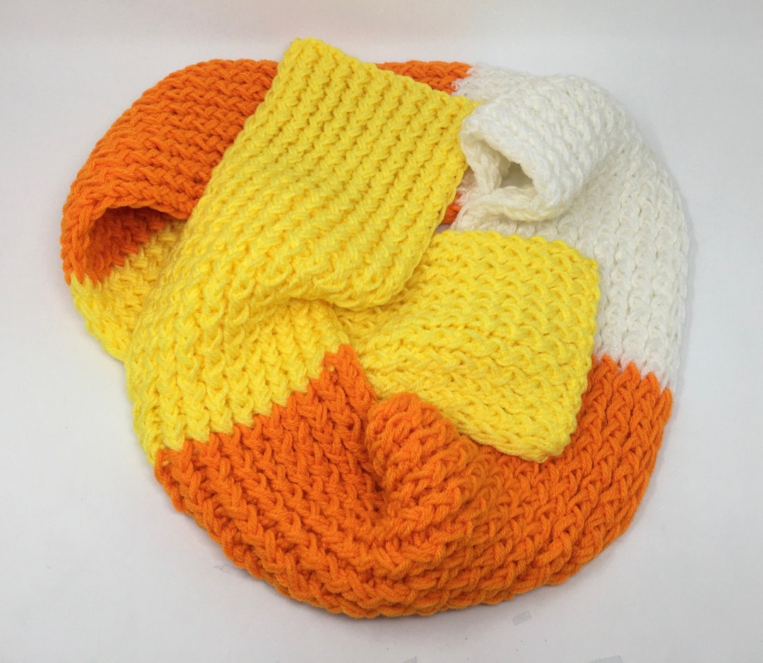 Candy Corn Soft Knit Scarf, Orange and Yellow Scarf, Handmade Scarf ...