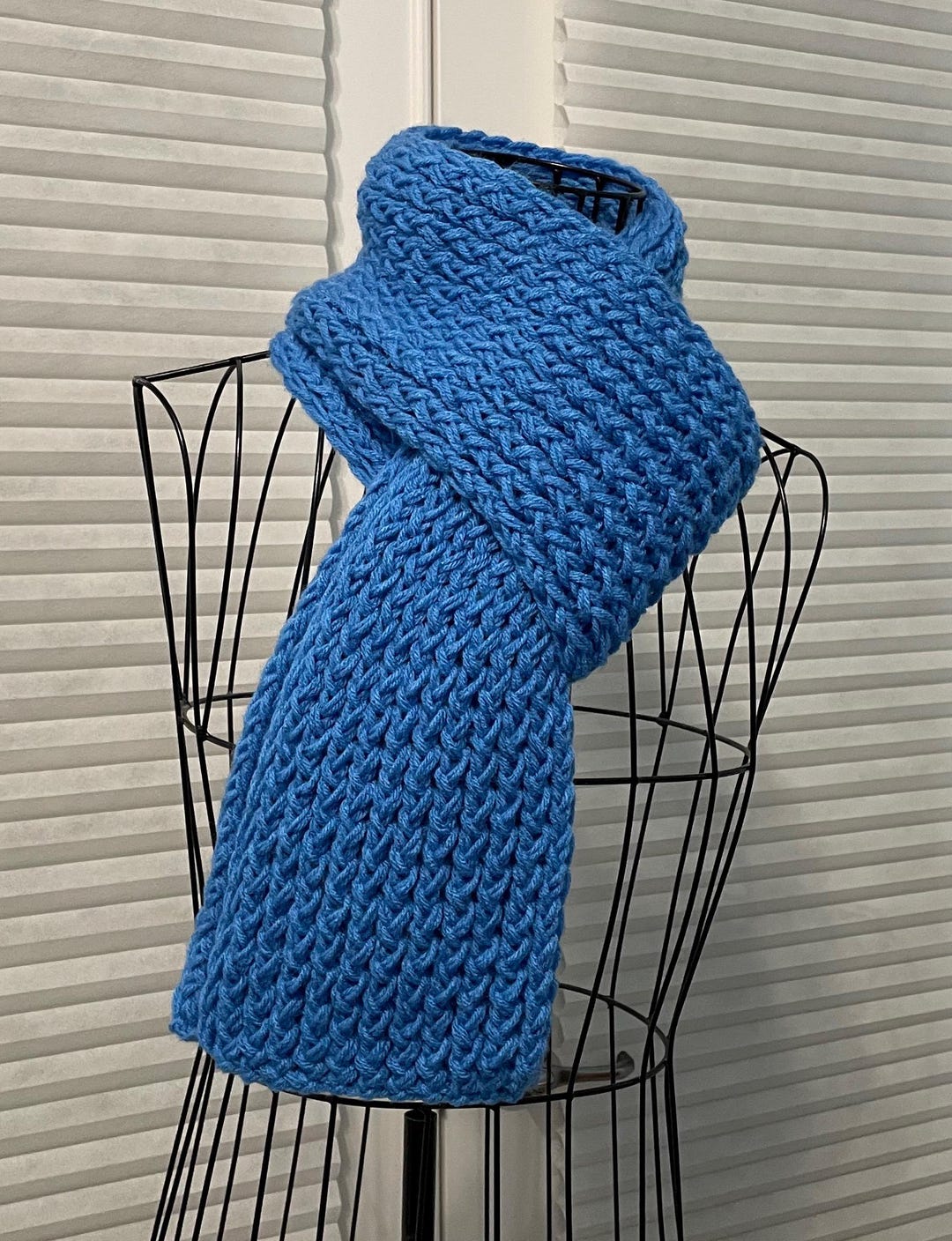 Delft Blue Loom Knit Scarf: Soft Acrylic Scarf for Men and Women - Etsy