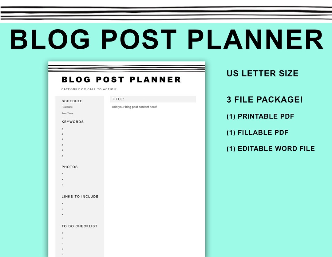 Blog Post Planner - Printable Worksheet - Etsy