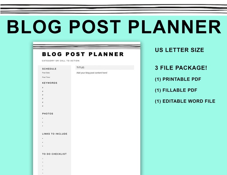 Blog Post Planner Printable Worksheet - Etsy