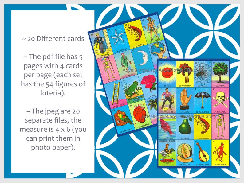 20 Loteria Cards - Traditional - Digital Download - Cartas - Mexican ...