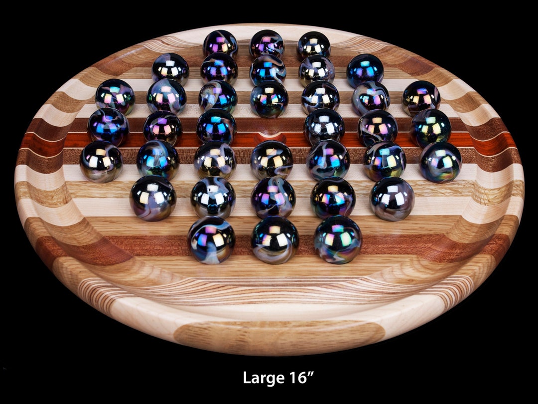Hardwood Round Marble Solitaire Game - Etsy