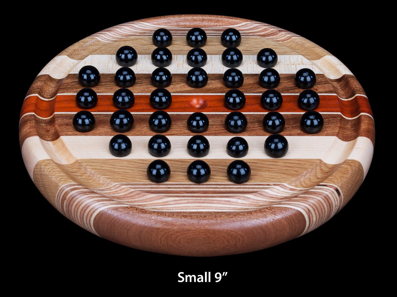 Hardwood Round Marble Solitaire Game | Etsy