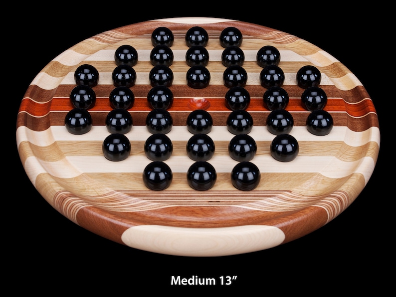 Hardwood Round Marble Solitaire Game | Etsy