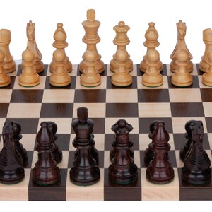Solid Hardwood Chess Board With Pieces - Etsy