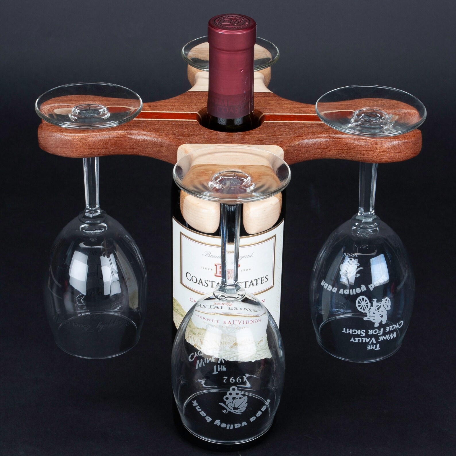 Hardwood Wine Bottle & Wine Glass Holder | Etsy