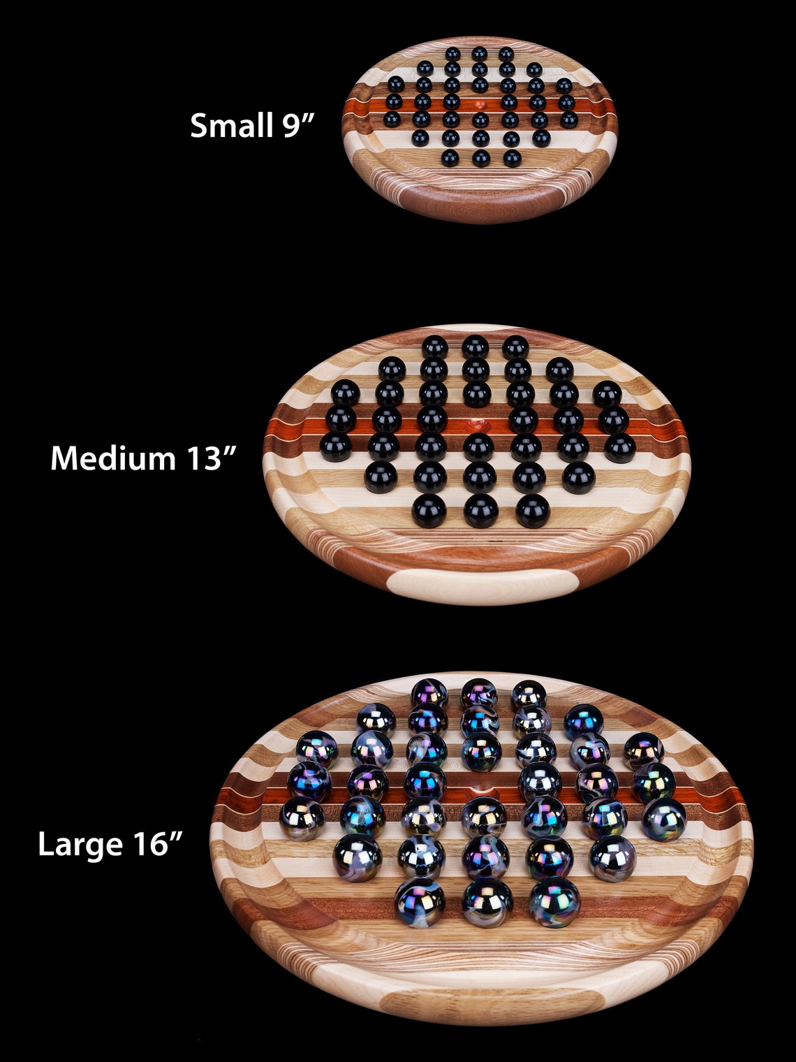 Hardwood Round Marble Solitaire Game | Etsy