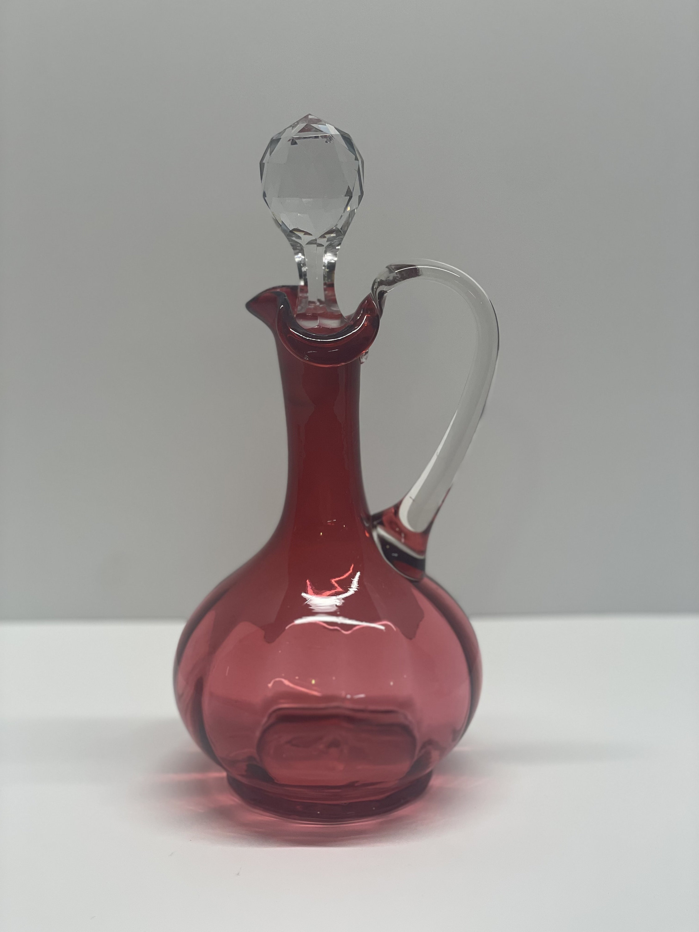 Antique Cranberry Glass Pitcher-decanter-liquor-with Glass Topper - Etsy