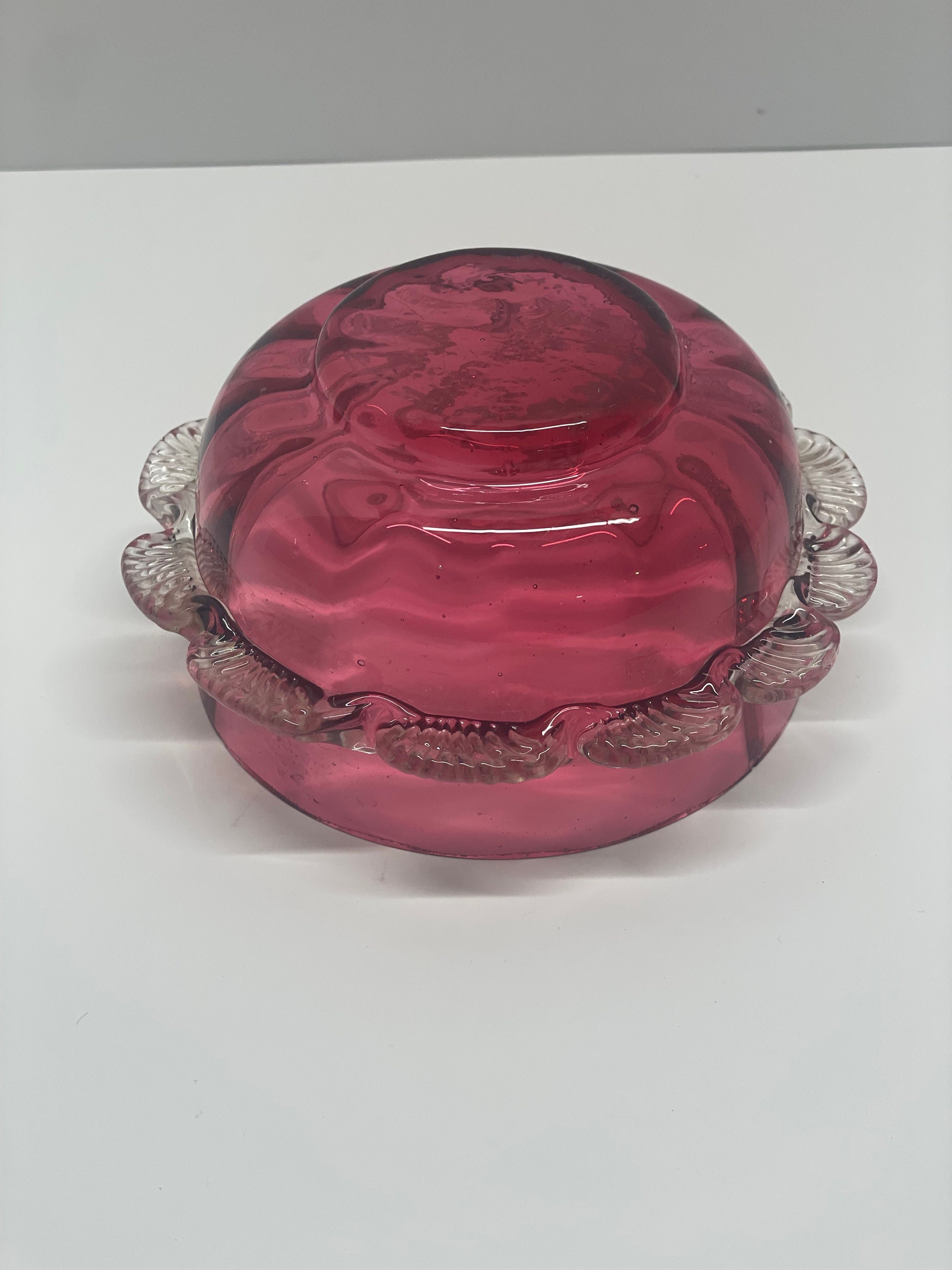 Antique Cranberry Glass Bowl - Etsy