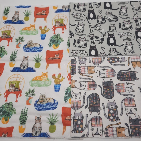 Cat Flannel Fabric - Etsy