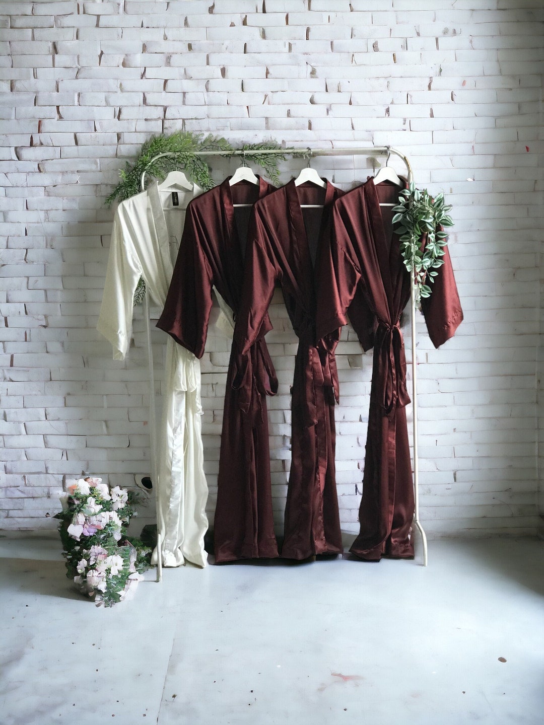 Really Long Bridesmaid Robes in Super Smooth Soft Silky Satin, Front ...