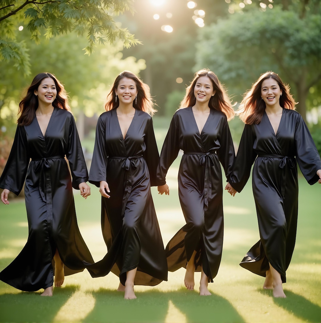 Soft Satin Bridesmaid Robes for Bridal Party Black Wine Brown Maroon ...