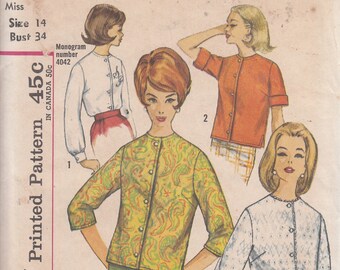 Vintage 50's One Piece Dress Wide Collar Simplicity 1011 Sewing Pattern ...
