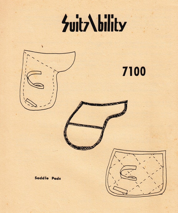 Suitbility 7100 Sewing Pattern Horse Tack Saddle Pads Uncut - Etsy