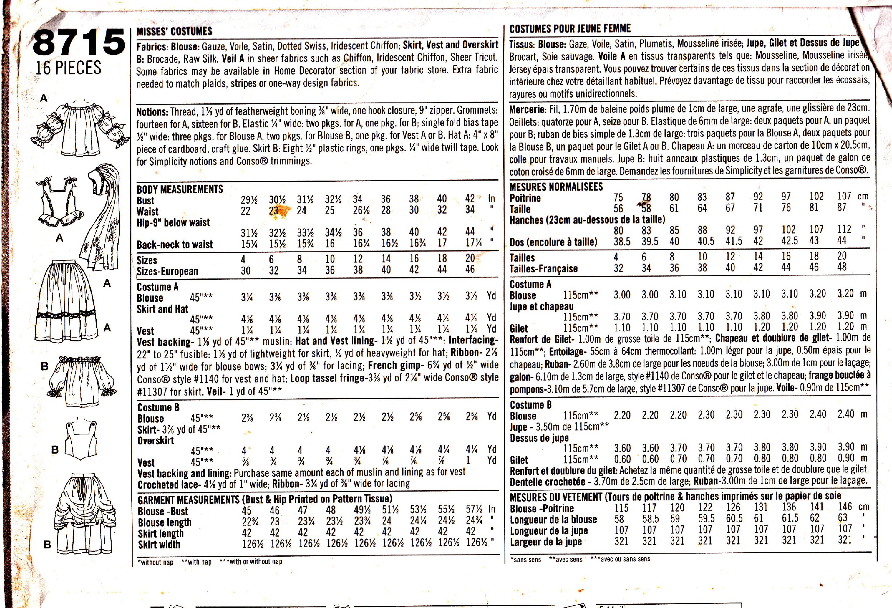 Vintage Renaissance Costume Dresses Simplicity 8715 Sewing - Etsy