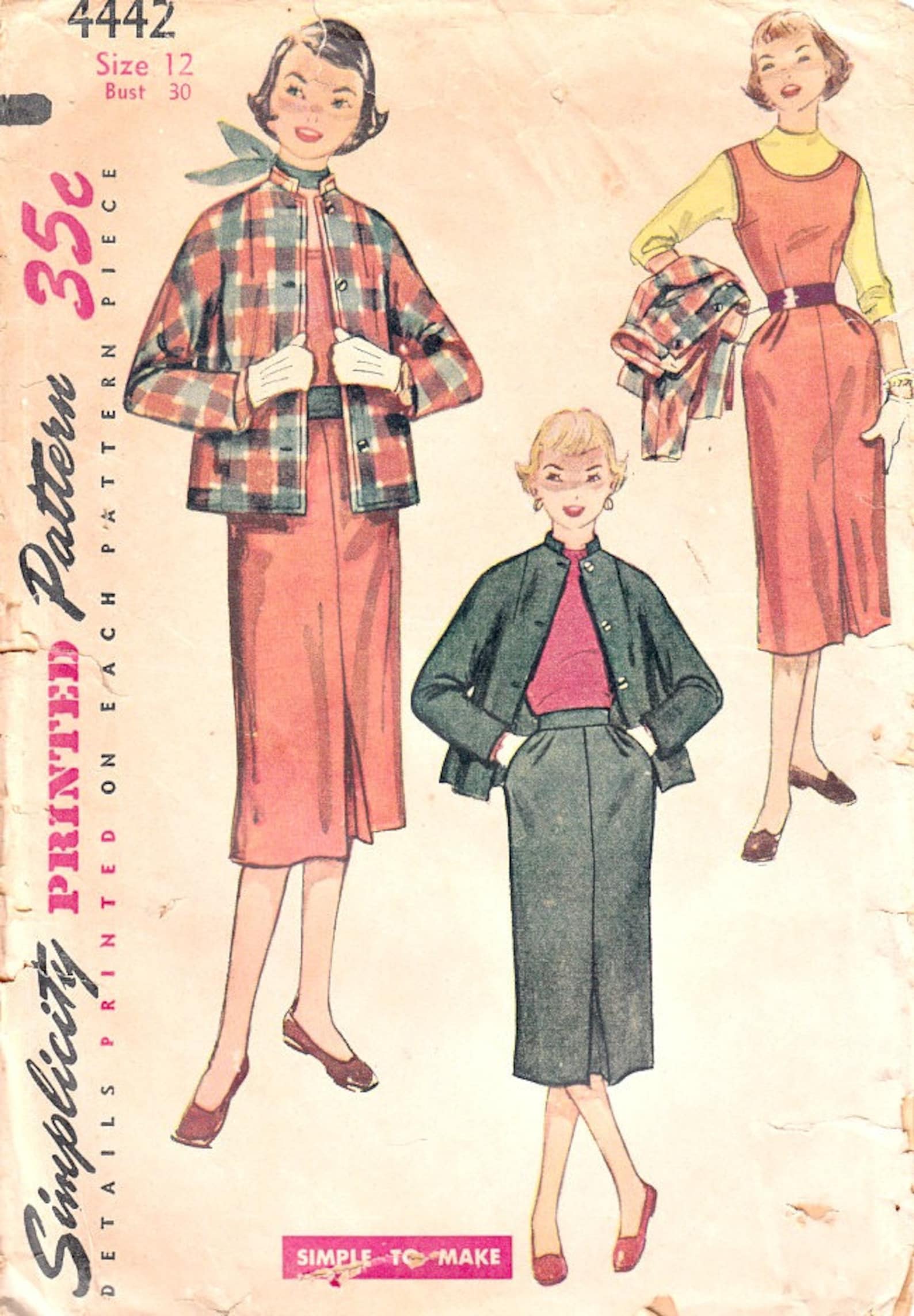 Simple to Make 50's Vintage Simplicity 4442 Sewing Pattern - Etsy