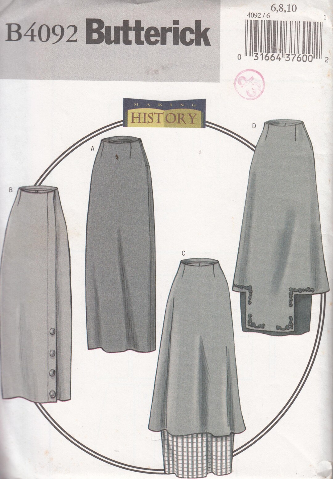 Misses 1914 Era Basque Skirts in Four Styles Butterick B4092 Sewing ...