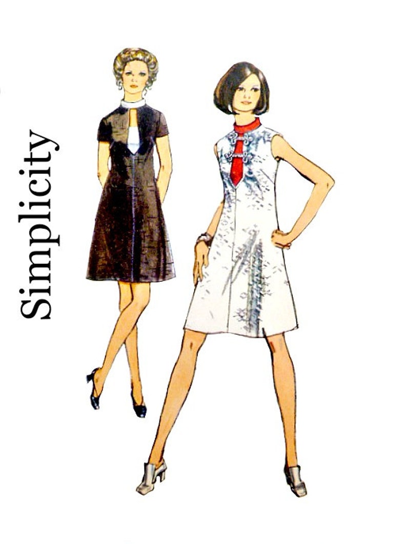 Vintage 70's Aline Dress Sewing Pattern Size 14 Bust 36 V Shaped Front ...