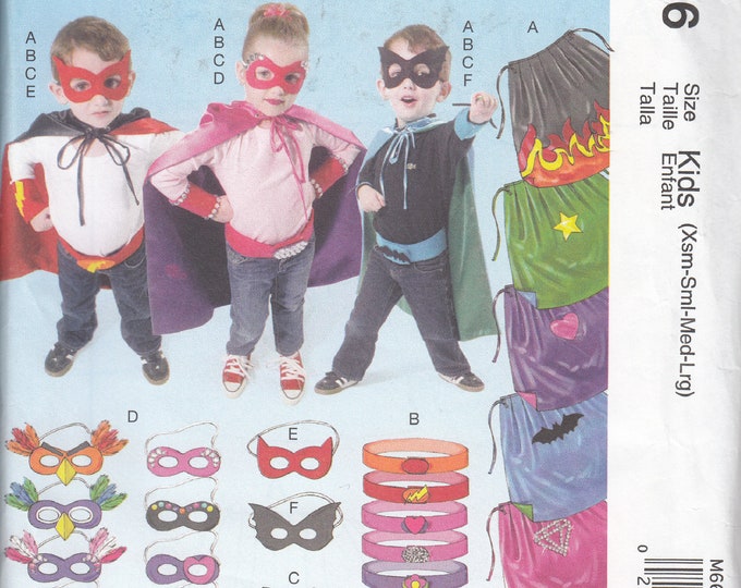 Kids Childrens Playtime Halloween Capes Mask Belts Cuffs Mccall's M6626 ...