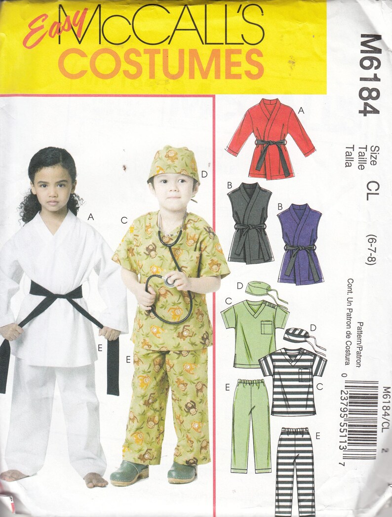 Child's Costumes Karate Doctors Scrubs Play Clothes Easy to Sew Mccall ...