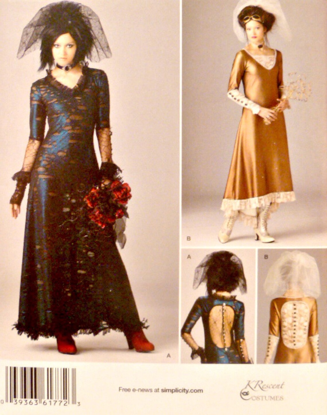 Steampunk Gothic Costume Pullover Dress Veil Sewing Pattern Plus Sizes ...