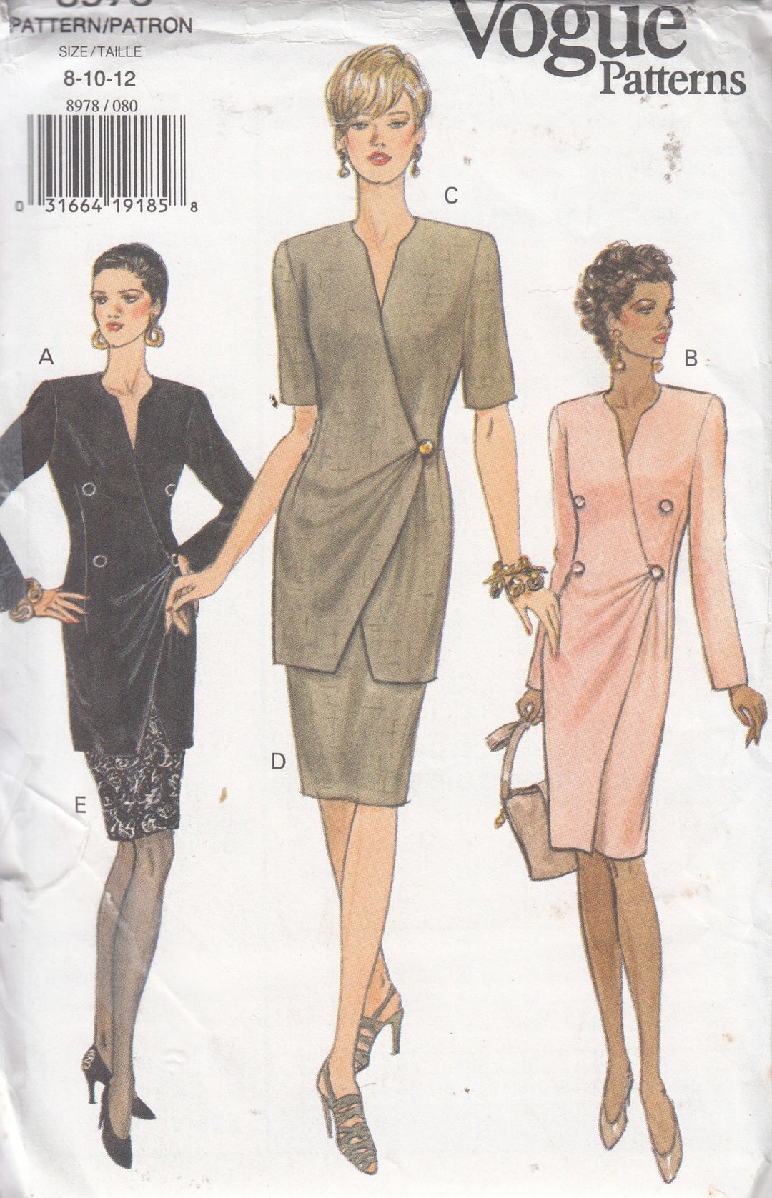 Vintage Vogue 8978 Sewing Pattern 2 Piece Suit or Dress Size 8 10 12 ...