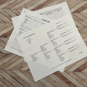 Ancestral Simple Chart - Digital, Printable, PDF and Excel Spreadsheet ...