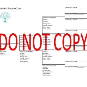 Ancestral Simple Chart - Digital, Printable, PDF and Microsoft Excel ...