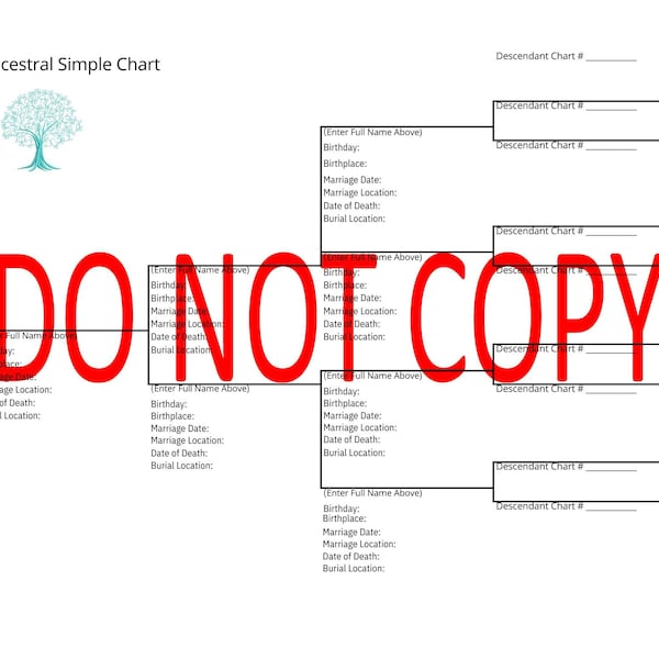 Printable Descendant Family Tree - Etsy