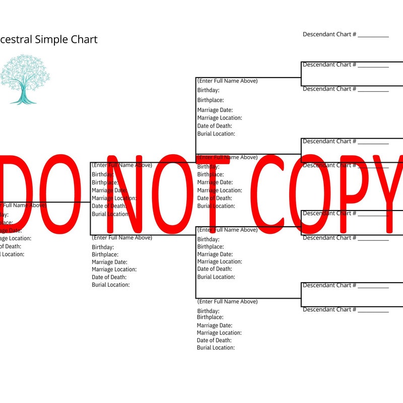 Printable Descendant Family Tree - Etsy