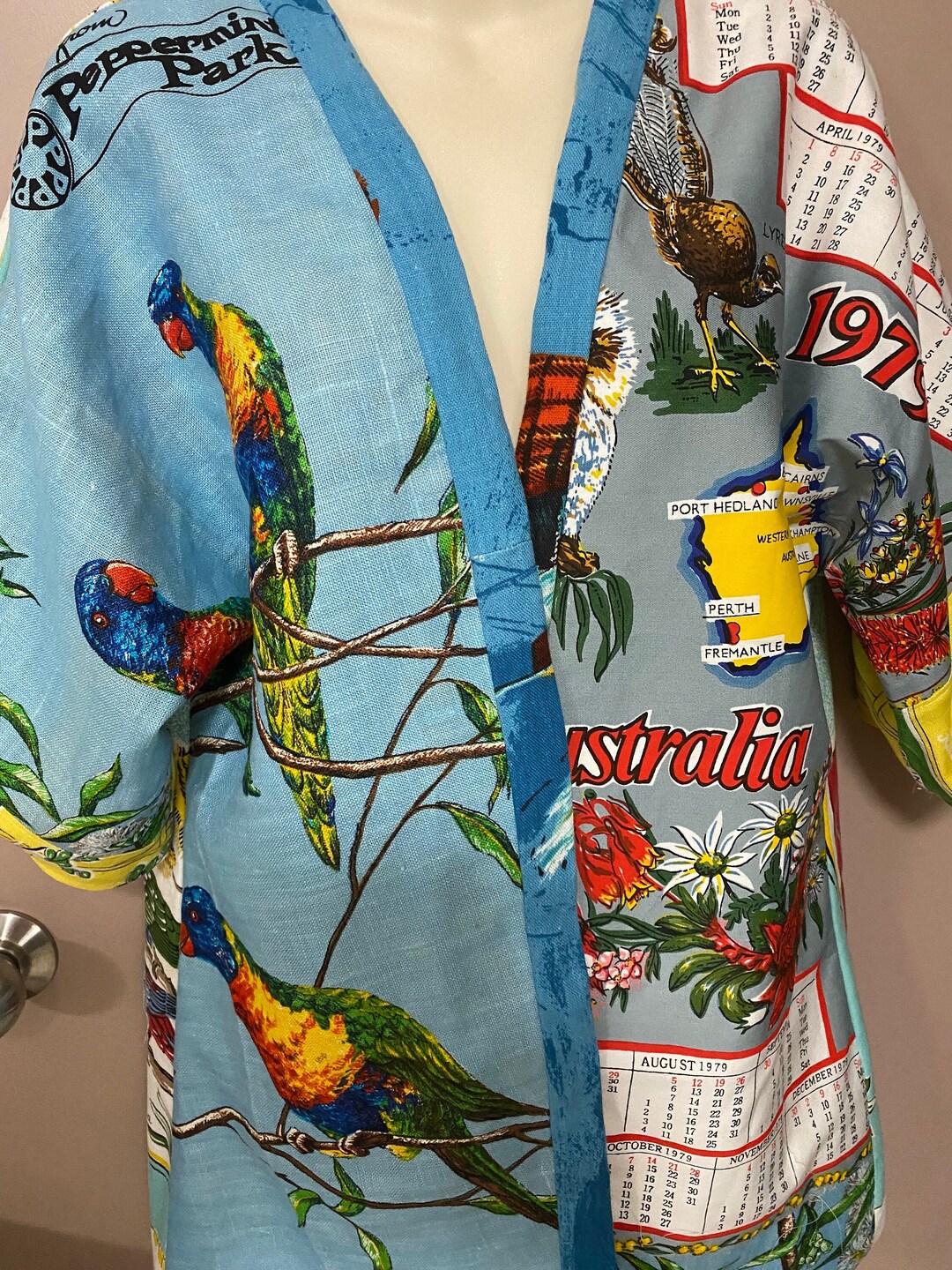 Duster Jacket Cotton Linen Äustralian Birds and Animals Size Small 10 ...