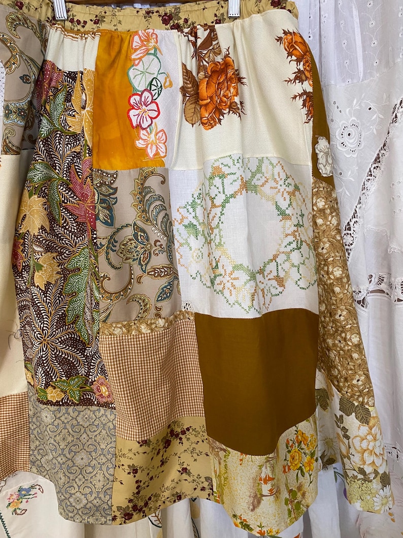 Handmade Patchwork A-line Skirt – Tan and Beige 16-18 - Etsy Australia