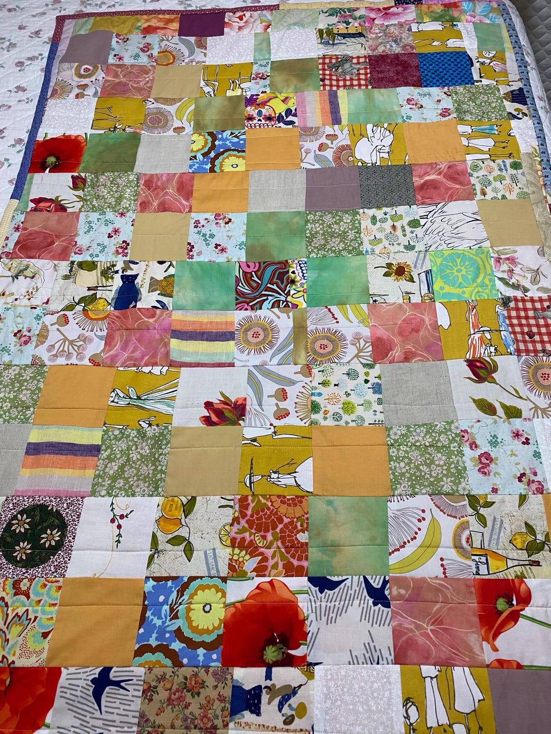 Cotton Fabric Throw Handmade 140cm X 90cm Knee Rug Multicoloured ...