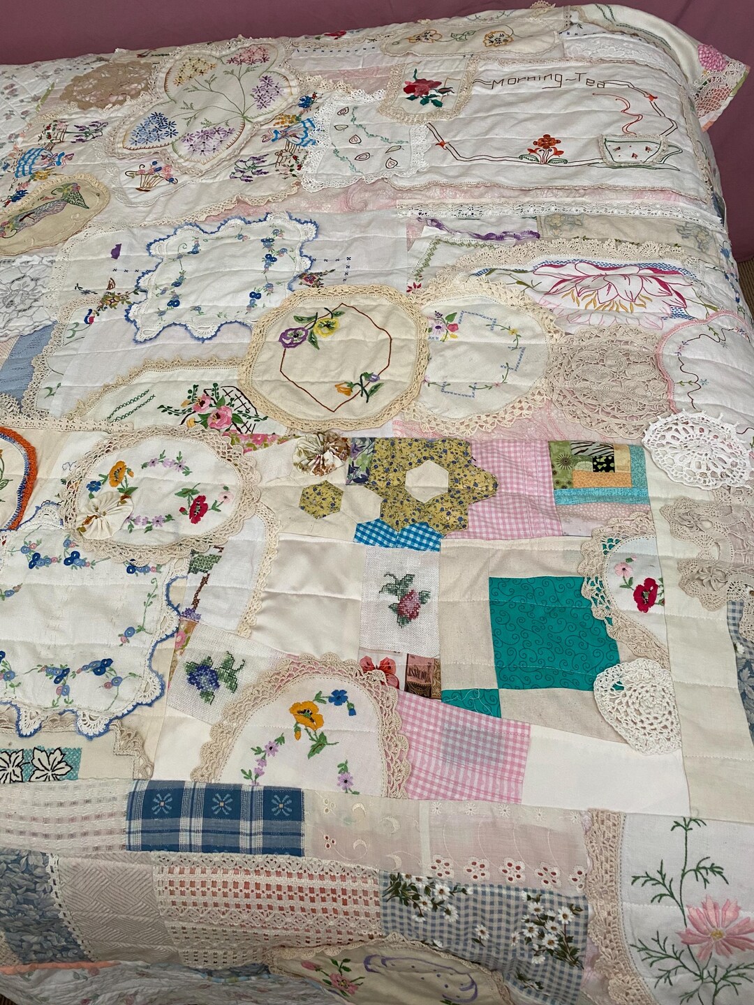 Vintage Style Doily Quilt With Embroidered Found Pieces Stunning One of ...