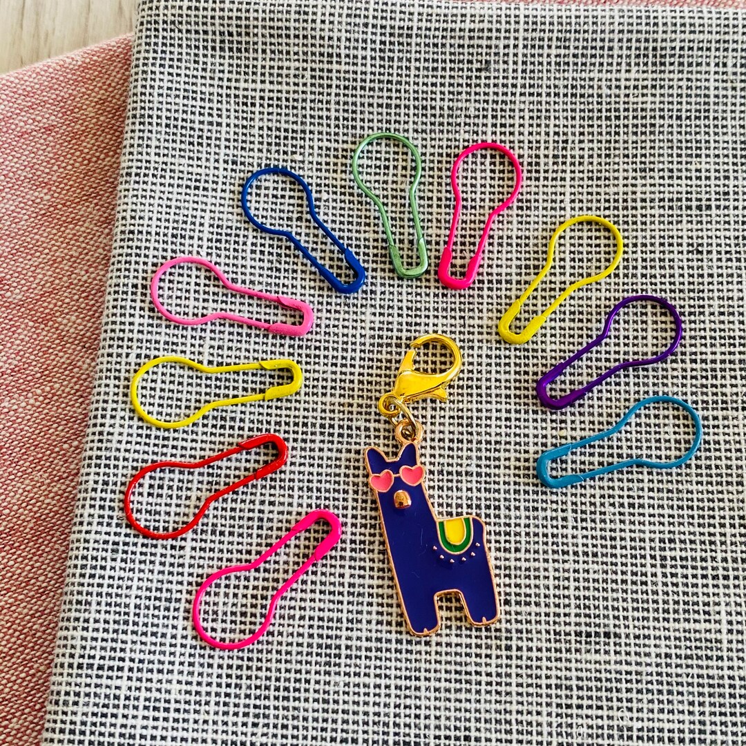 Lovely Llama Stitch Marker Set, 10 Bulb Pin Markers and Llama Charm ...