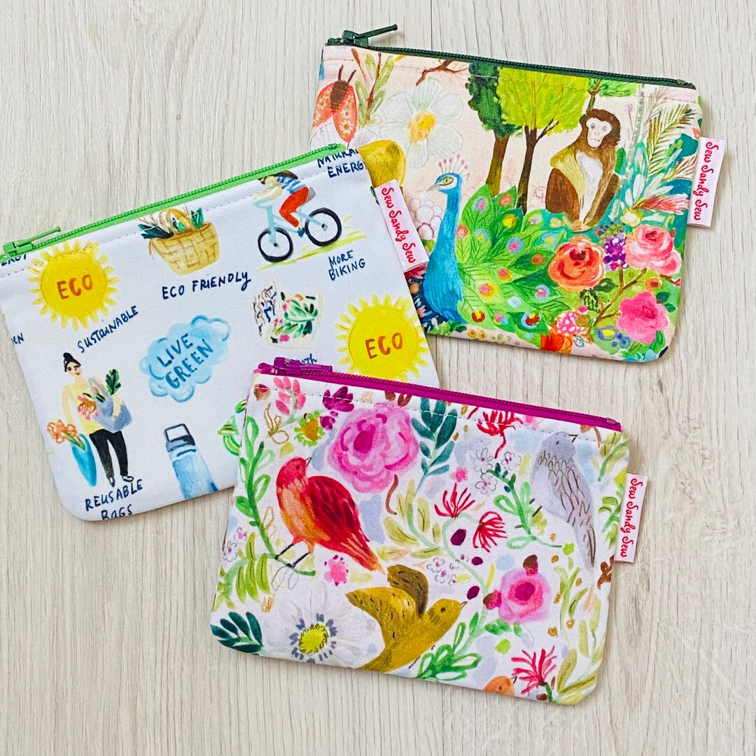 Mini Zipper Pouch, Tula Pink Earth Day Zipper Notions Pouch, Choice of ...