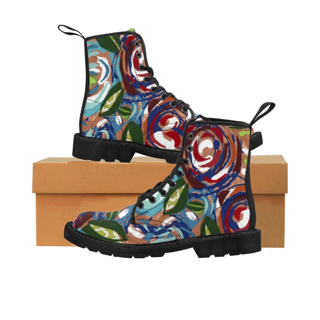 Women's Canvas Boots, Sarah Larose Kane, Floral Paint Boot, Artsy ...