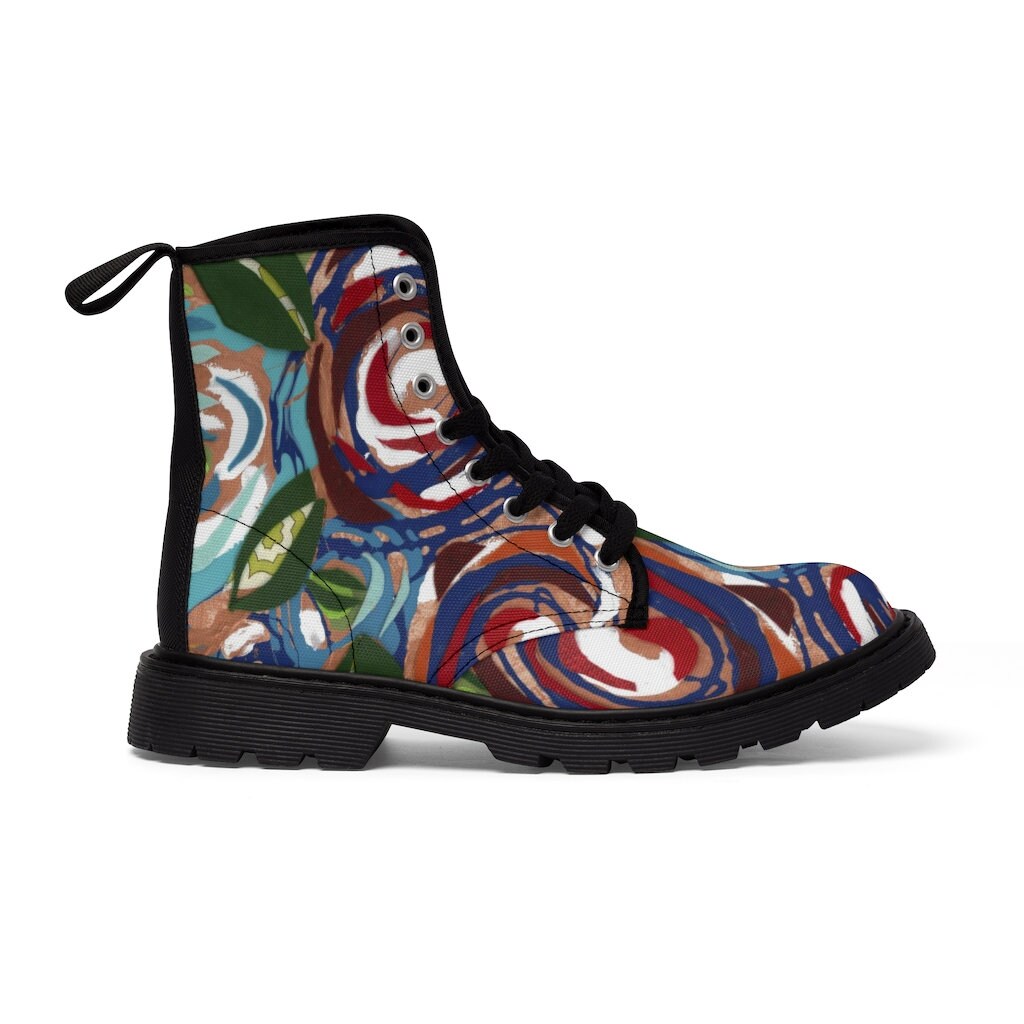 Women's Canvas Boots, Sarah Larose Kane, Floral Paint Boot, Artsy ...