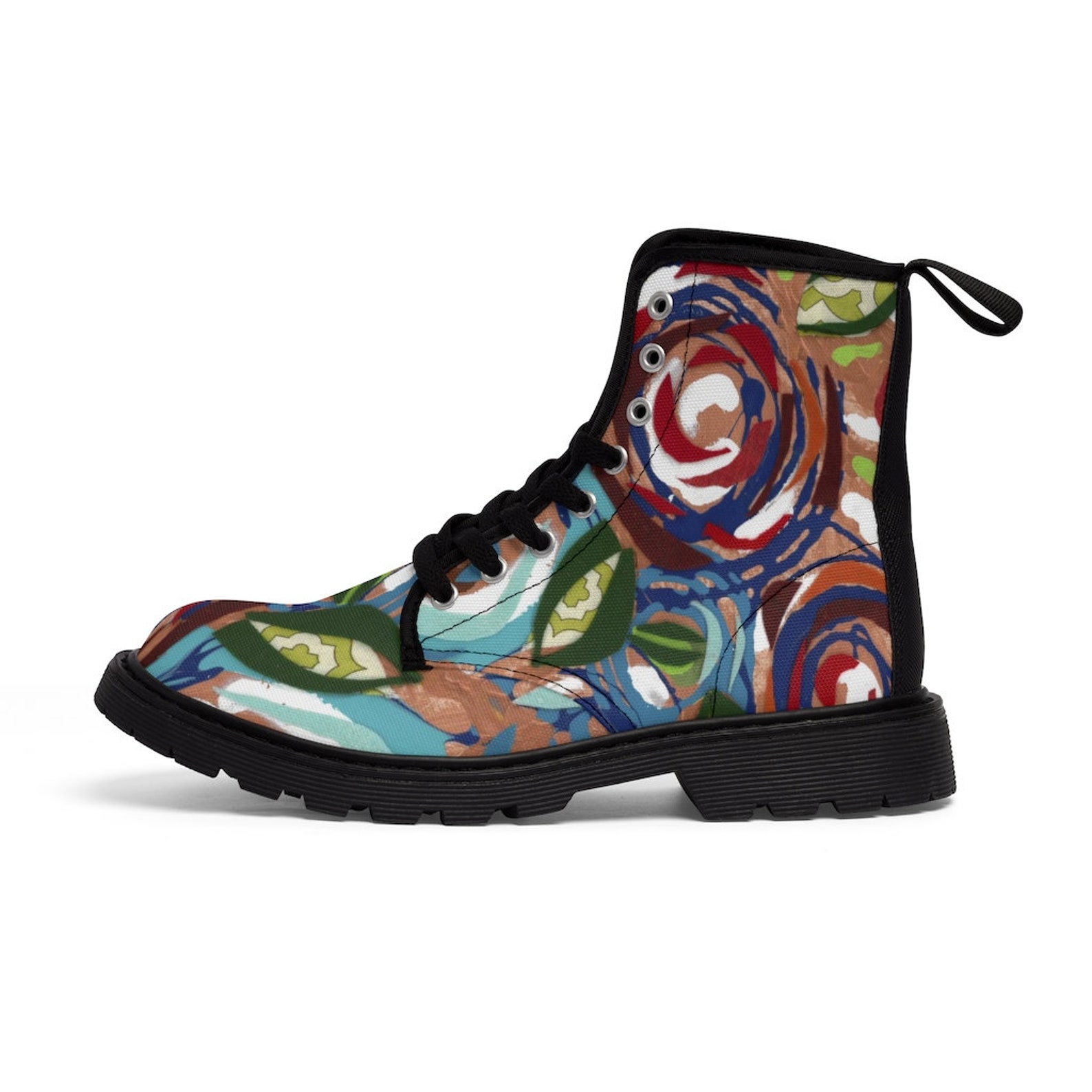 Women's Canvas Boots, Sarah Larose Kane, Floral Paint Boot, Artsy ...