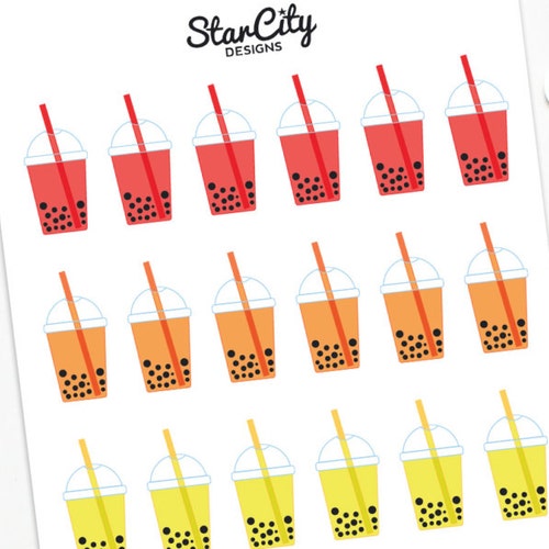 Boba Milk Tea Sticker Cute Vinyl Sticker Cute Food Sticker | Etsy