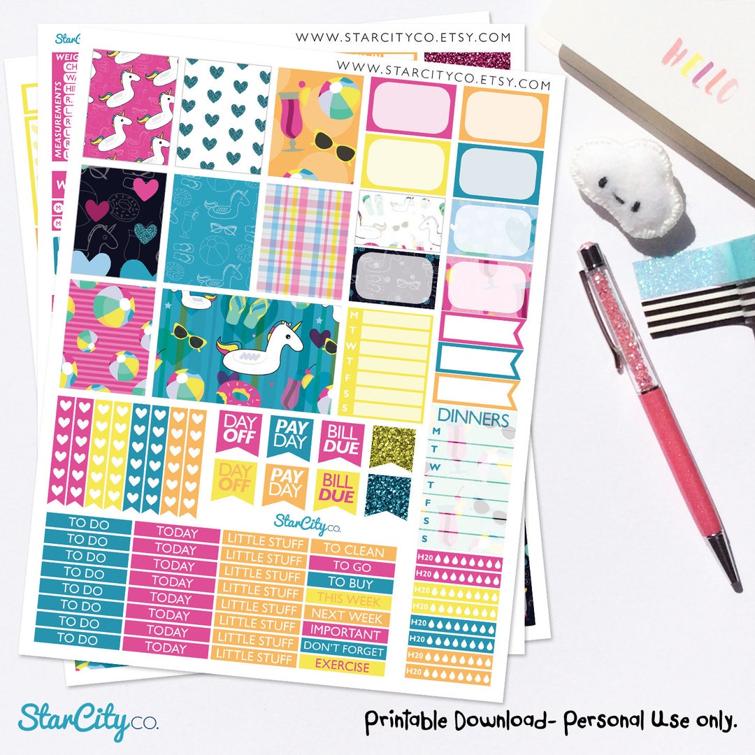 Digital Printable Planner Stickers, Weekly Stickers, Digital Planner ...