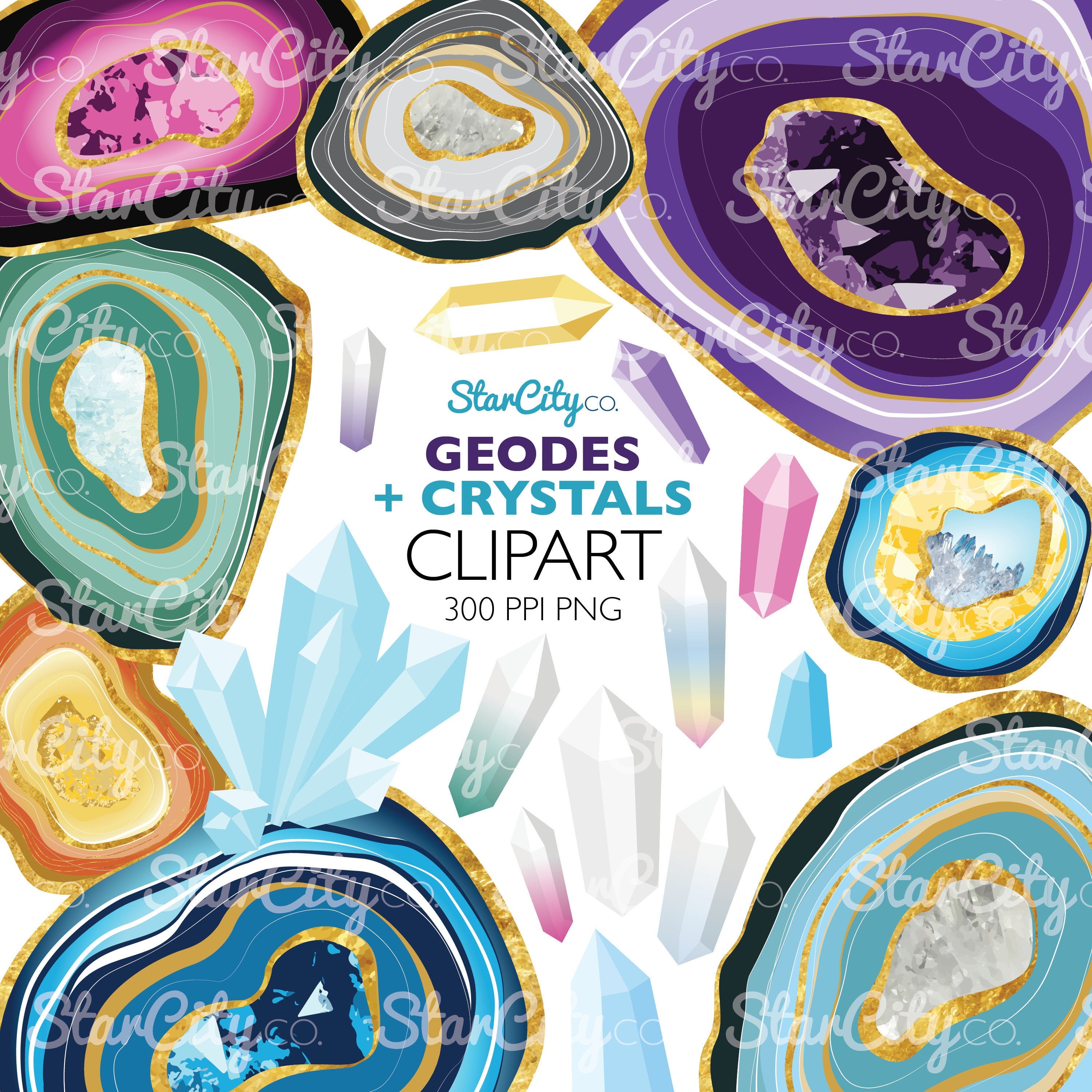Geode Clipart Geodes Art Geode Graphics Instant Download - Etsy