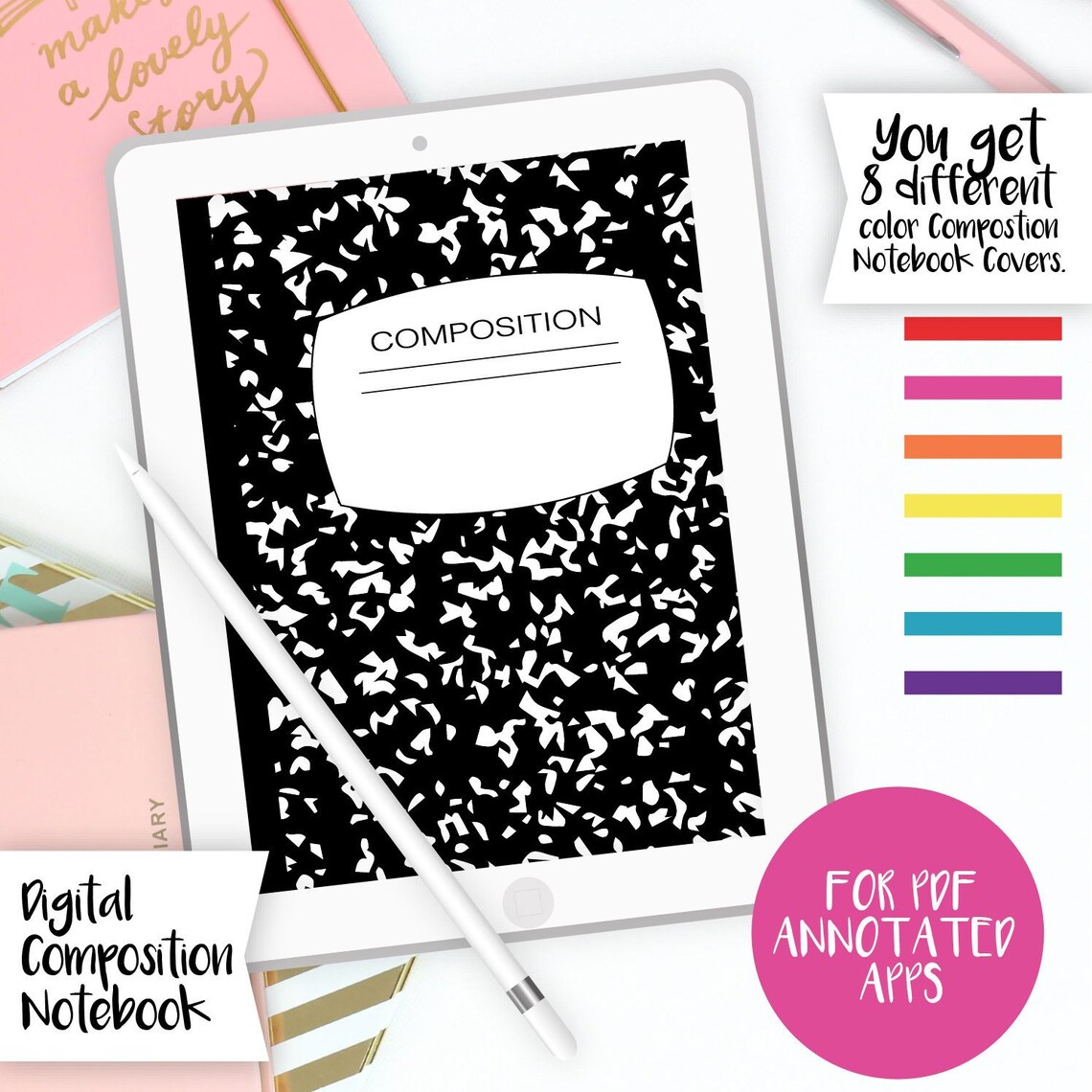 Digital Composition Notebook PDF Annotated Apps Digital - Etsy