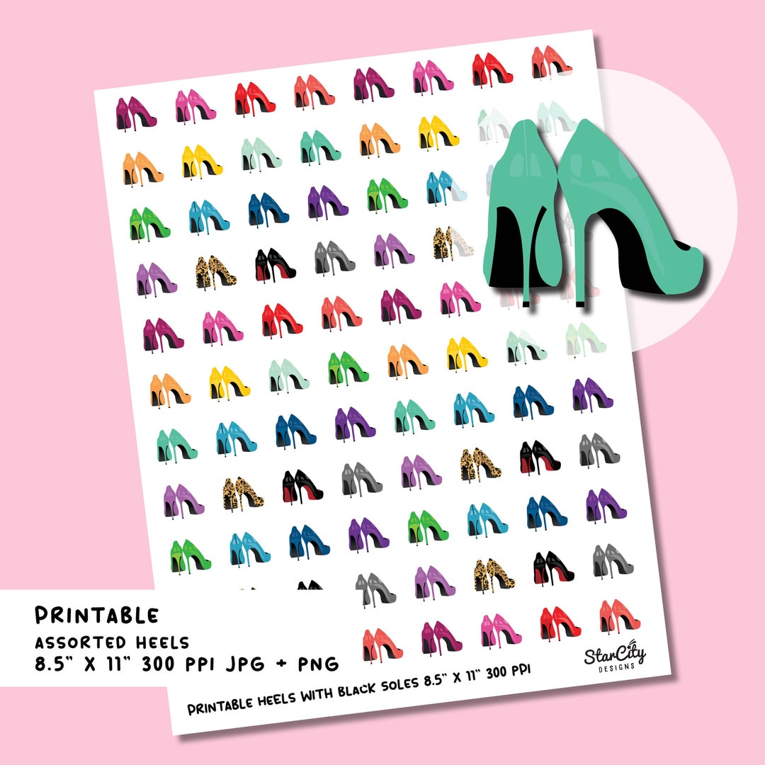 Printable High Heel Stickers, Heel Planner Stickers, High Heel Stickers ...
