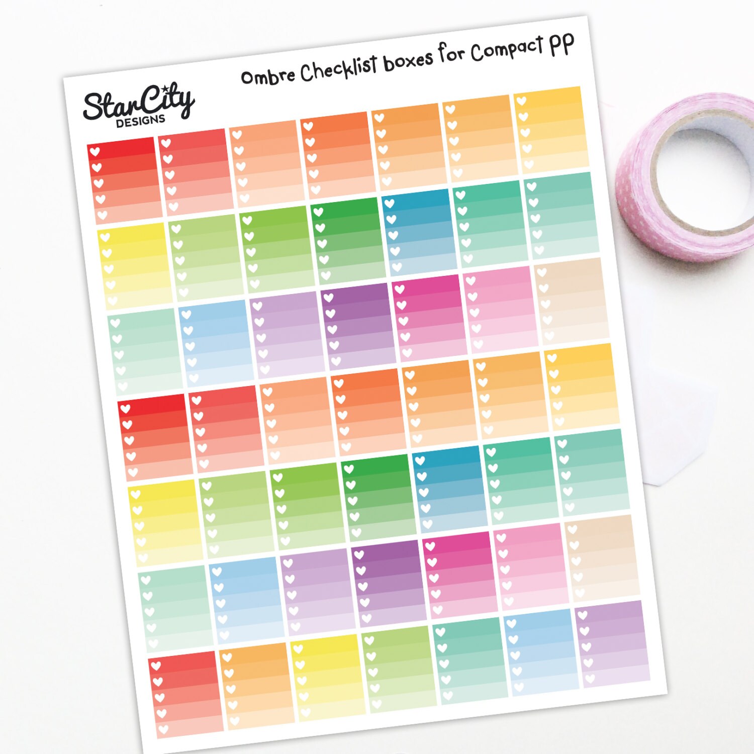 Calendars & Planners Paper Printable Ombre boxes for Compact PP Ombre ...