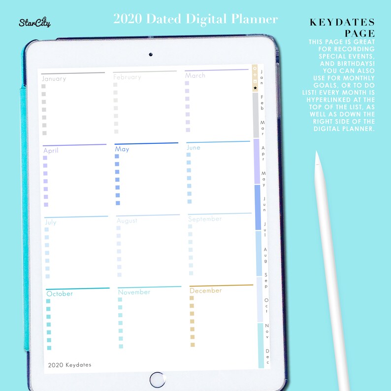 2020 Dated Digital Planner PDF Annotated Apps Digi Planner | Etsy